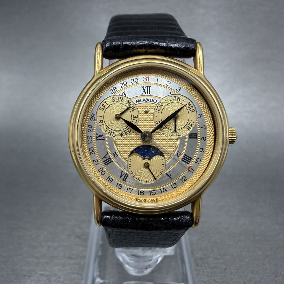 Movado Triple Calendar Moonphase Watch Women 28mm Gold Tone 87-03-822 ...